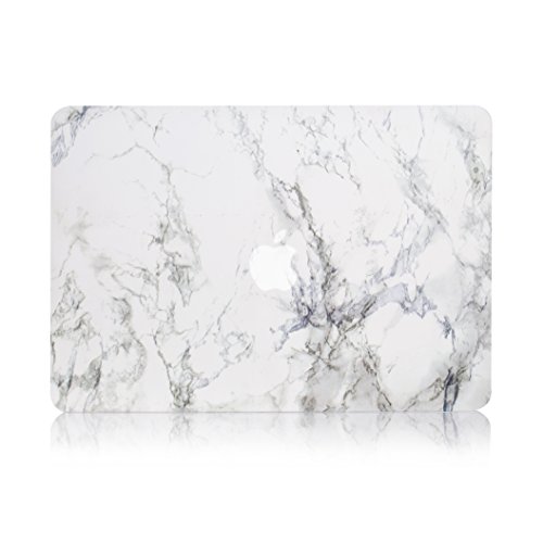 RUBAN Case for MacBook Air 13 Inch (Models: A1369 & A1466, Older Version 2010-2017 Release), Slim Snap On Hard Shell Protective Cover, White Marble