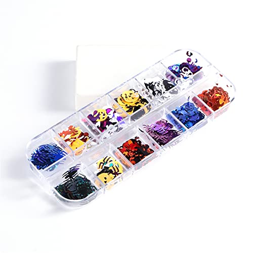 HMDABD Makeup Glitter for Eyes Nail Glitter Halloween Glitter And Halloween Nail Glitter And Witch Sequins And Pumpkin Glitter For DIY Resin Craft Nail Design Stencils(Black