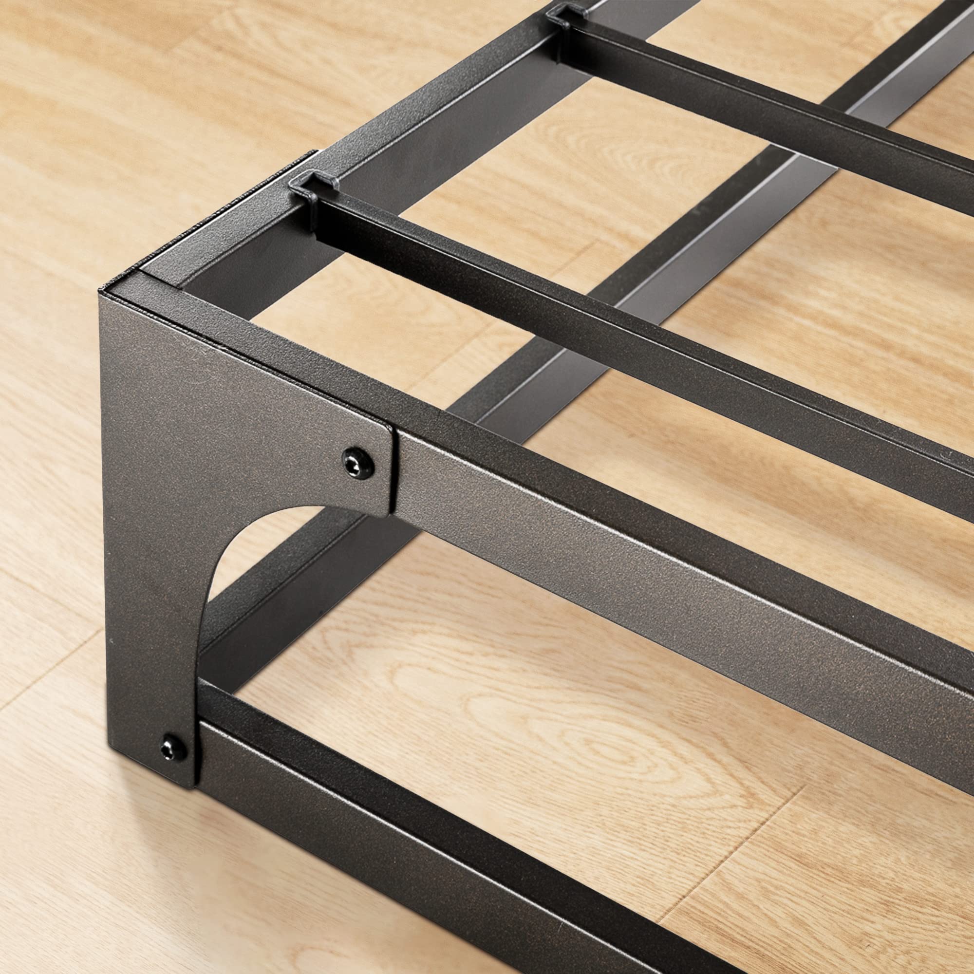 Mellow 9" Metal Platform Bed Frame w/Heavy Duty Steel Slat Mattress Foundation, King, Black