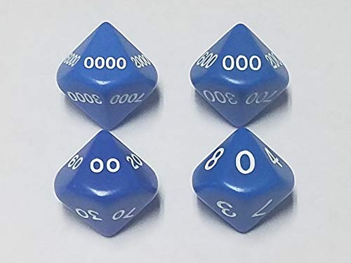Blue Random Number Generator d10 Dice Set (Single, TENS, Hundreds, Thousands)