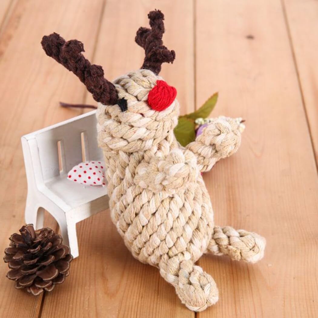 Interactive Reindeer Rope Chew Toy – Durable Puppy Dental Care Training Toy, Cute & Portable for Stress Reduction