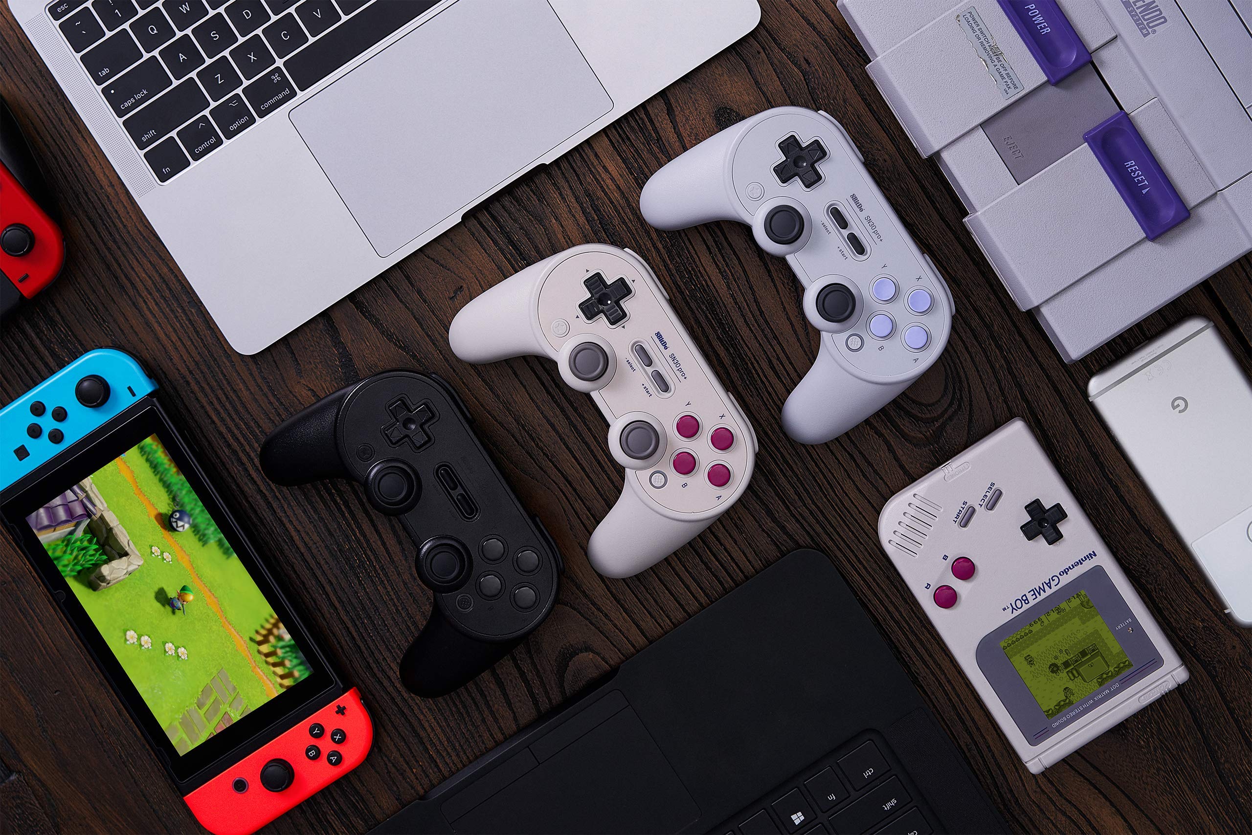 AKNES SN30Pro+ Wireless Controller for Switch/Switch OLED with a Keychain,Bluetooth Gamepads Ultimate Software,Game Wireless Controller for Steam,MacOS,PC,Android & Raspberry Pi (Grey)