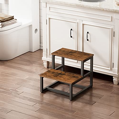 HOOBRO Kid's Step Stool, Toddler Step Stool, Holds Up to 500 lb, Kids Potty Training Wooden Stool, for Bathroom, Kitchen, Bedroom, Sturdy and Stable, Rustic Brown BF12JD01
