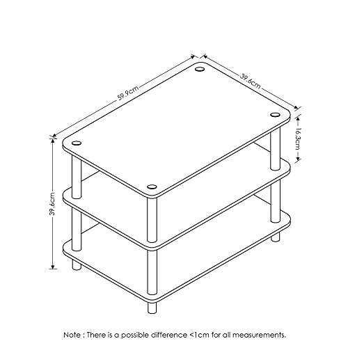 Furinno 11173 Just 3-Tier No Tools Coffee Table, White w/White Tube