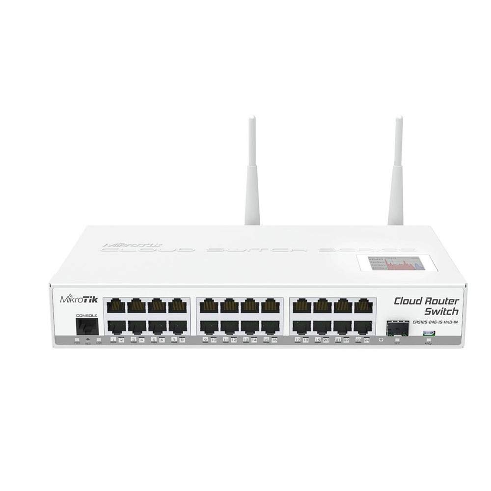 MikroTik CRS125-24G-1S-2HnD-IN, 4dBi, 30dBm, 600MHz, 128MB, 2. 4GHz, 24xGigabit, SFP, LCD, microUSB, L5