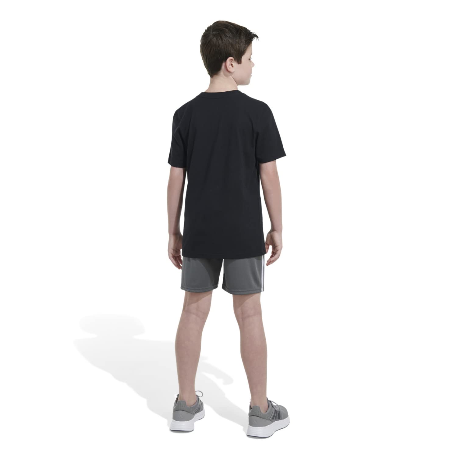adidas Boys' Big Short Sleeve Cotton BoS Ghost Logo T-Shirt, Alumina, S(8)