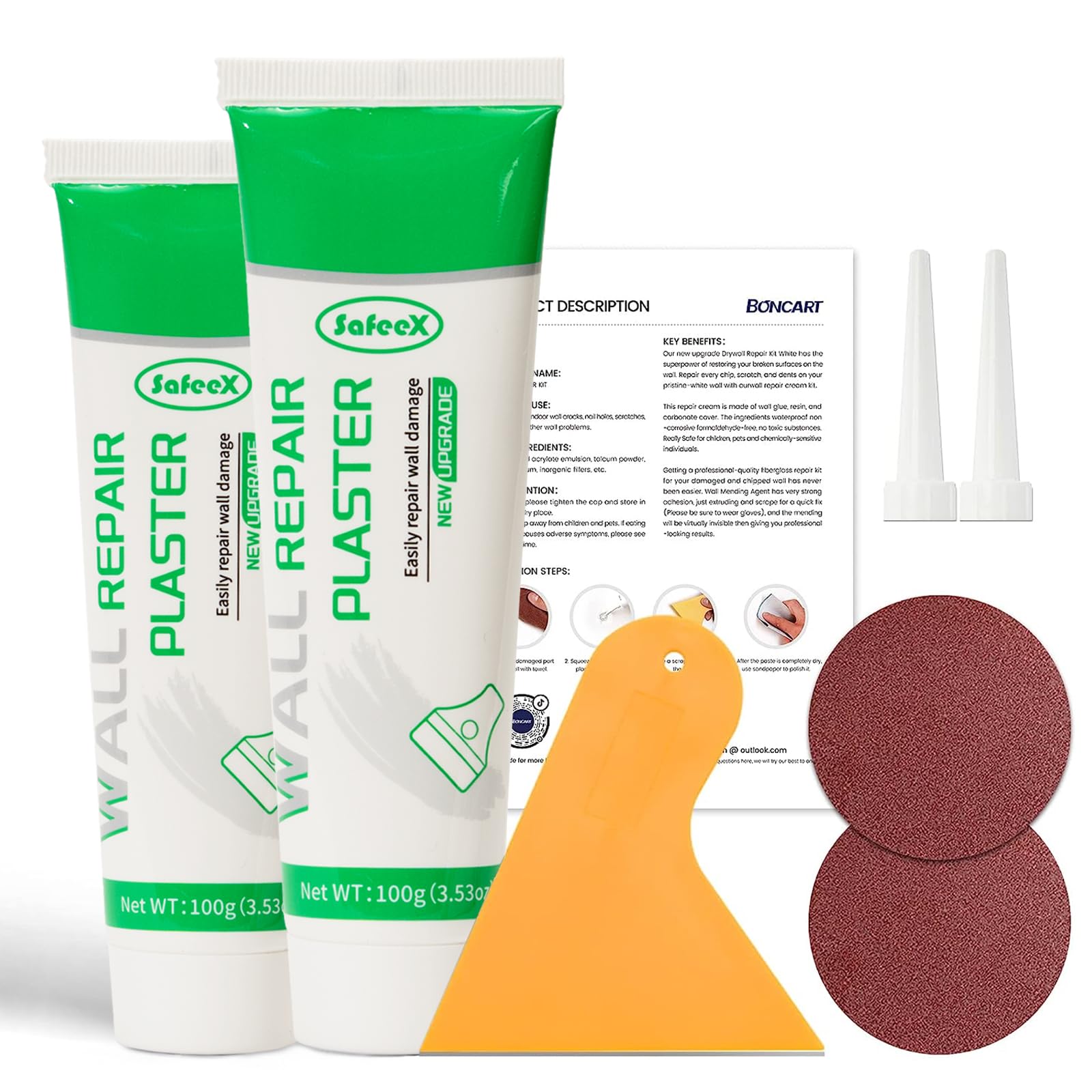 Drywall Repair Kit, 2 Pack Wall Mending Agent, Spackle Wall Repair Patch Kit with Scraper, Wall Surface Putty Repair Holes Fill and Quick Repair Crack for Home Wall by DOKLY
