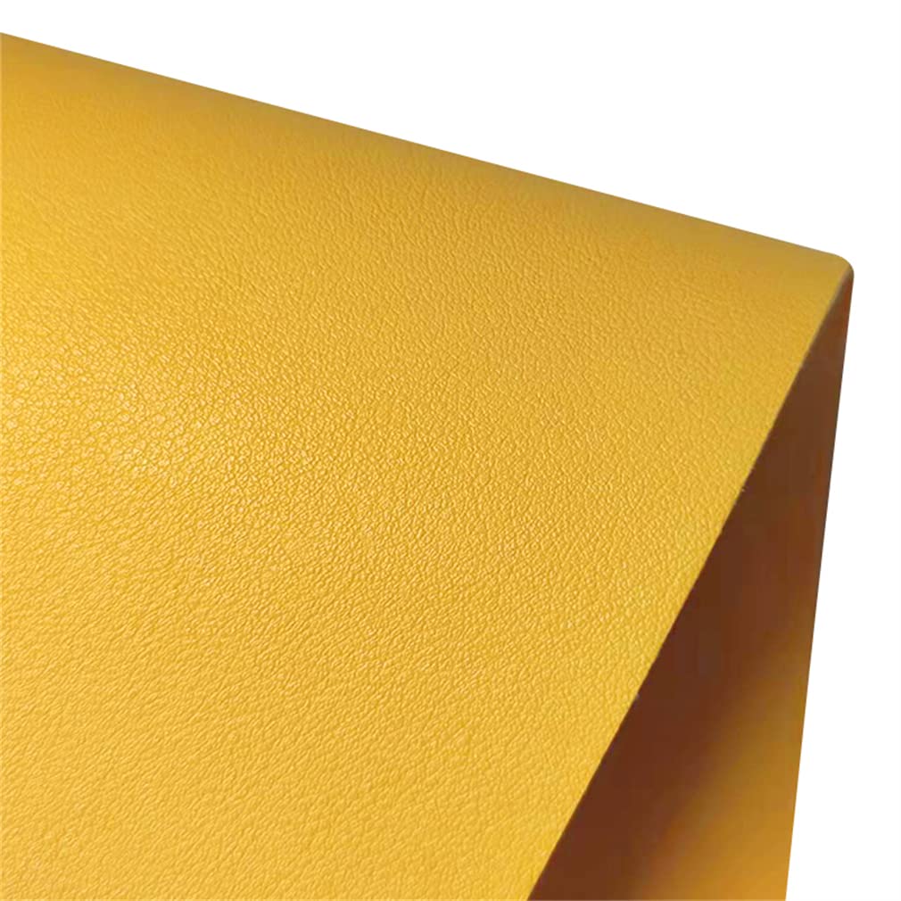 Double Sided Faux Leather Roll, 11.8"x53" Thick Synthetic Single Color PU Leather for DIY Bows Keychains Table Mat Projects (Yellow)