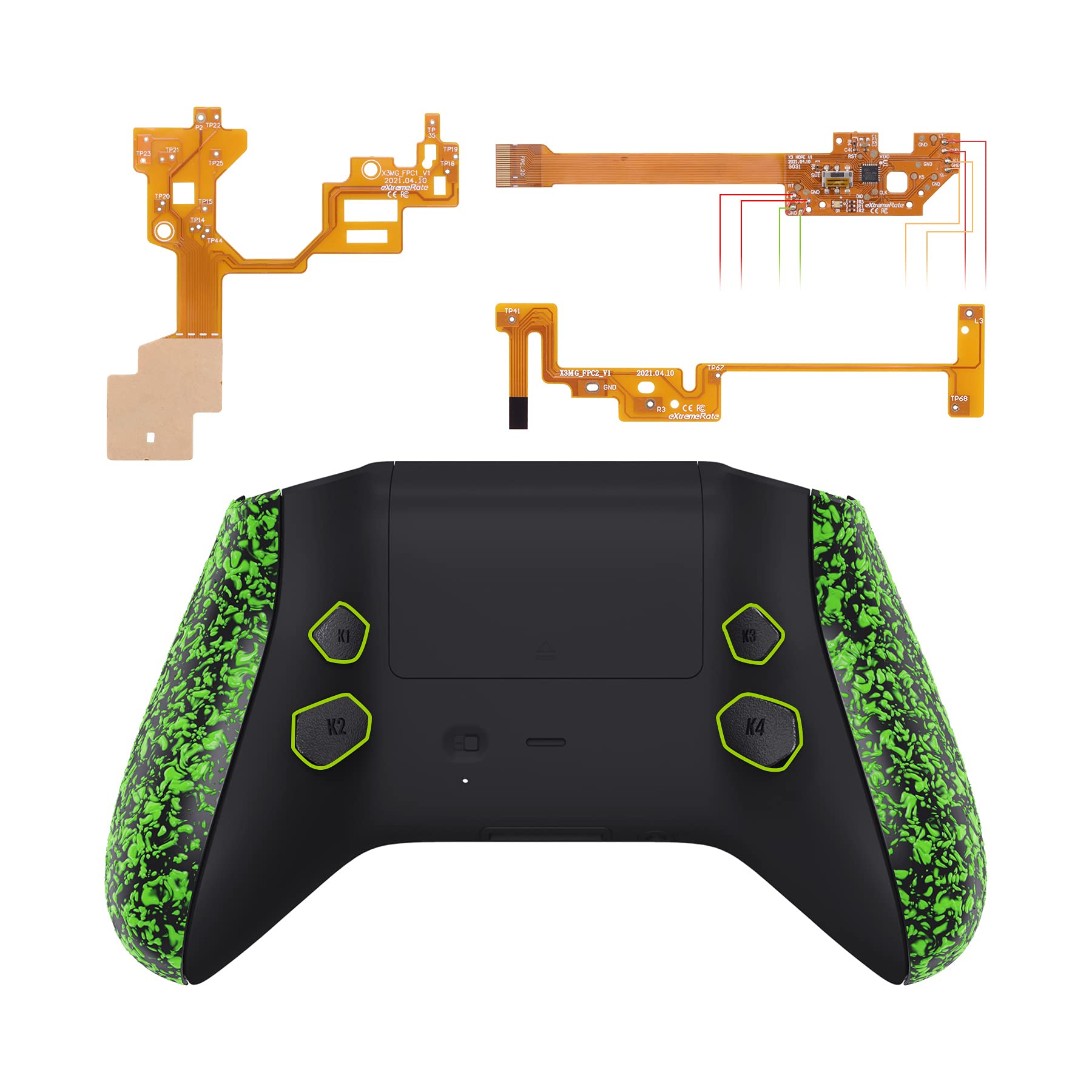 eXtremeRate Hope Programable Remap Kit for Xbox Series X/S Controller, Upgrade Boards & Redesigned Back Shell & Side Rails & Back Buttons for Xbox Core Controller - Textured Green