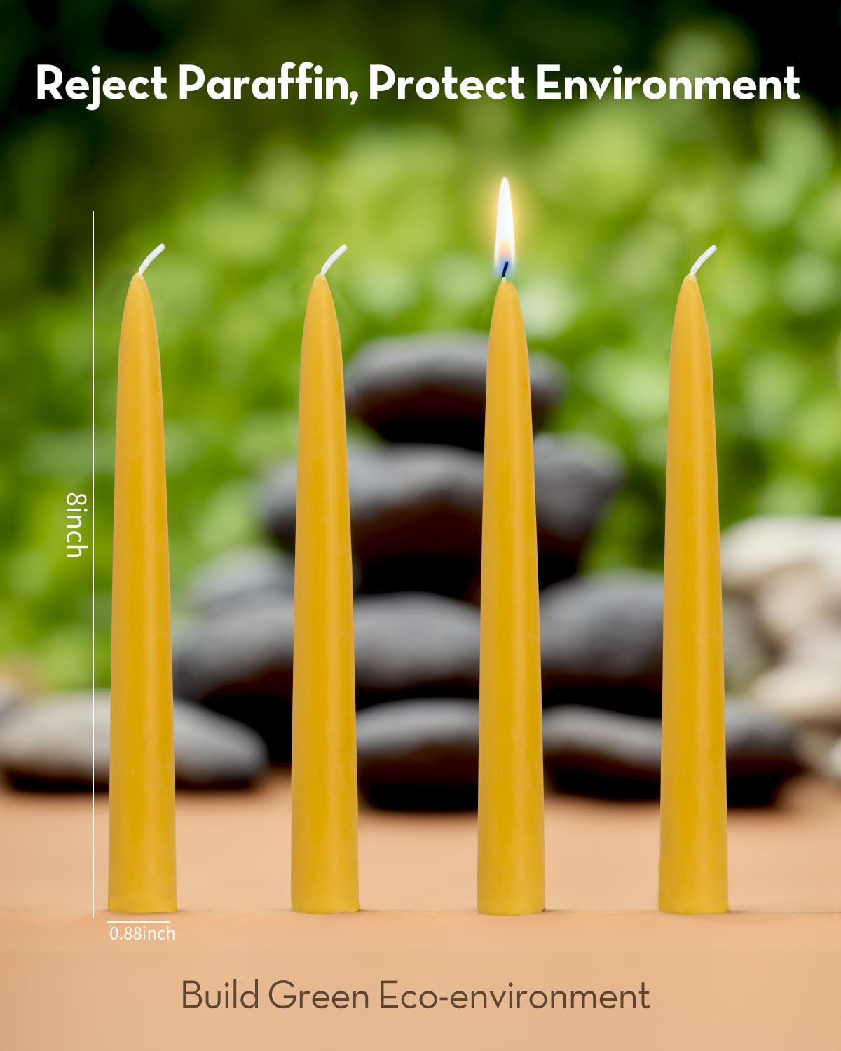 6 Pack Beeswax Taper Candles 8-9 Hours Long Burn Natural Pure Beeswax Candles Beeswax Candlesticks Dripless Tall Tapered Candles Stick Beeswax Candle Long Candles Bulk