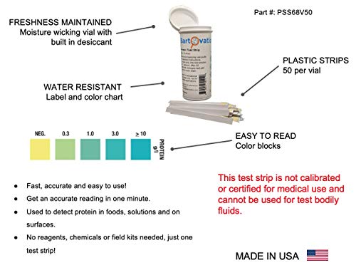 Residual Protein Food Test Strips, 0-10 g/L [Vial of 50 Strips]