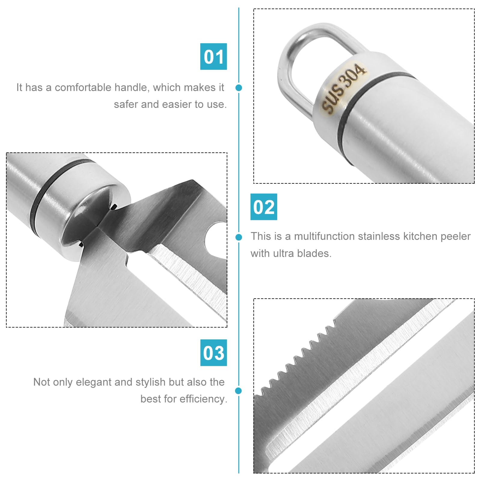 BESTONZON Multifunction Paring Knife Stainless Steel Peeler Gourd Grater Parer for Vegetable Fruit