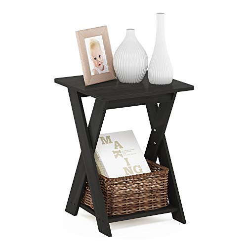 FURINNO Modern Simplistic End Table, 1-Pack Without Tray, Espresso