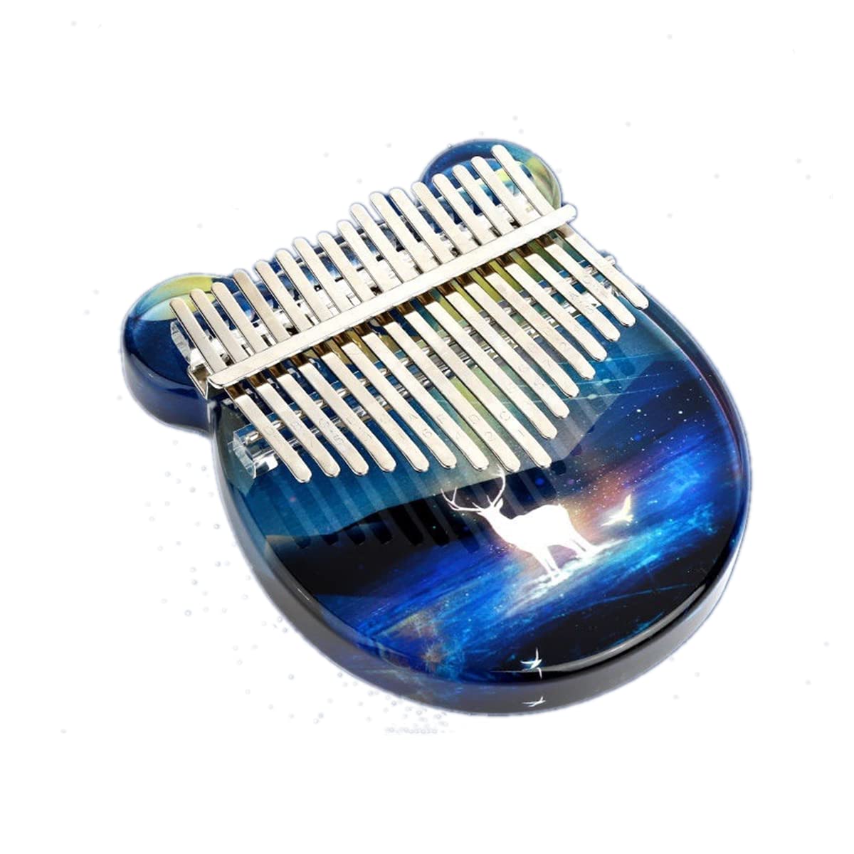 gudemoni Thumb Piano 17 Keys Transparent Thumb Piano Painted Finger Piano with EVA Case, Tuning Hammer, Stickers, Learning Instructions, Musical Instrument Gift for Children and Adults