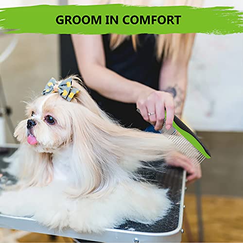Tminnov Self Cleaning Dog Brush, Dog/Cat Brush for Shedding and Grooming, Deshedding Tool for long/short hair and large/small dogs, cats, rabbits, Gently removes loose and tangled pet hair. (Grooming Brush+Ccomb)