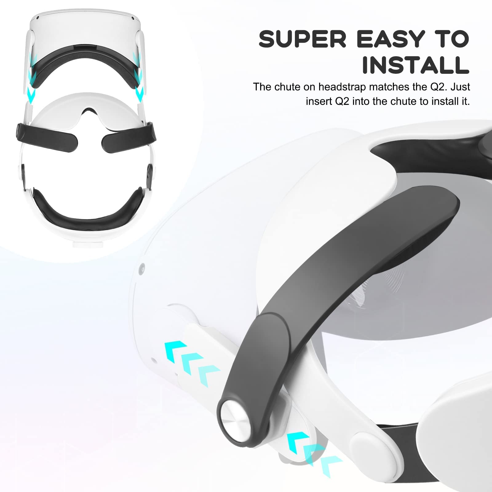 Eyglo M5 Head Strap for Oculus Quest 2/Meta Quest 2 - Adjustable Halo Strap Reduce Pressure On Face, Pad Thick Sponge Cushion Foldable Headband Enhance Support and Comfort in VR