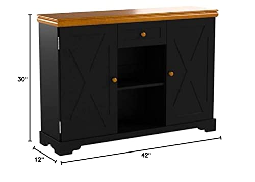 Kings Brand Furniture - Wood Buffet Cabinet Console Table, Black / Walnut