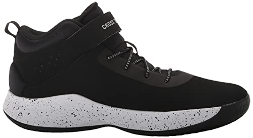 adidas Cross Em Up 5 Basketball Shoe, Black/Silver Metallic/White, 6 Wide US Unisex Big_Kid