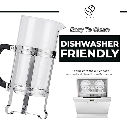 French Press Coffee and Tea Maker(34oz),304 Stainless Steel Coffee Press with 4 Filters Screen-100% No Residue -German Heat-Resistant Borosilicate Glass- BPA FREE -Dishwasherable,Copper
