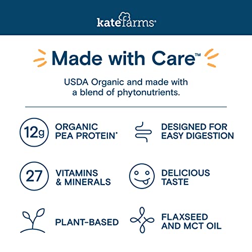 Kate Farms Pediatric Standard 1.2 Formula, Sole Source Nutrition, Nutritional Supplement Drinks, Feeding Tube Meals, Protein Shakes for Kids (Vanilla 1.2 cal/mL, Case of 12)