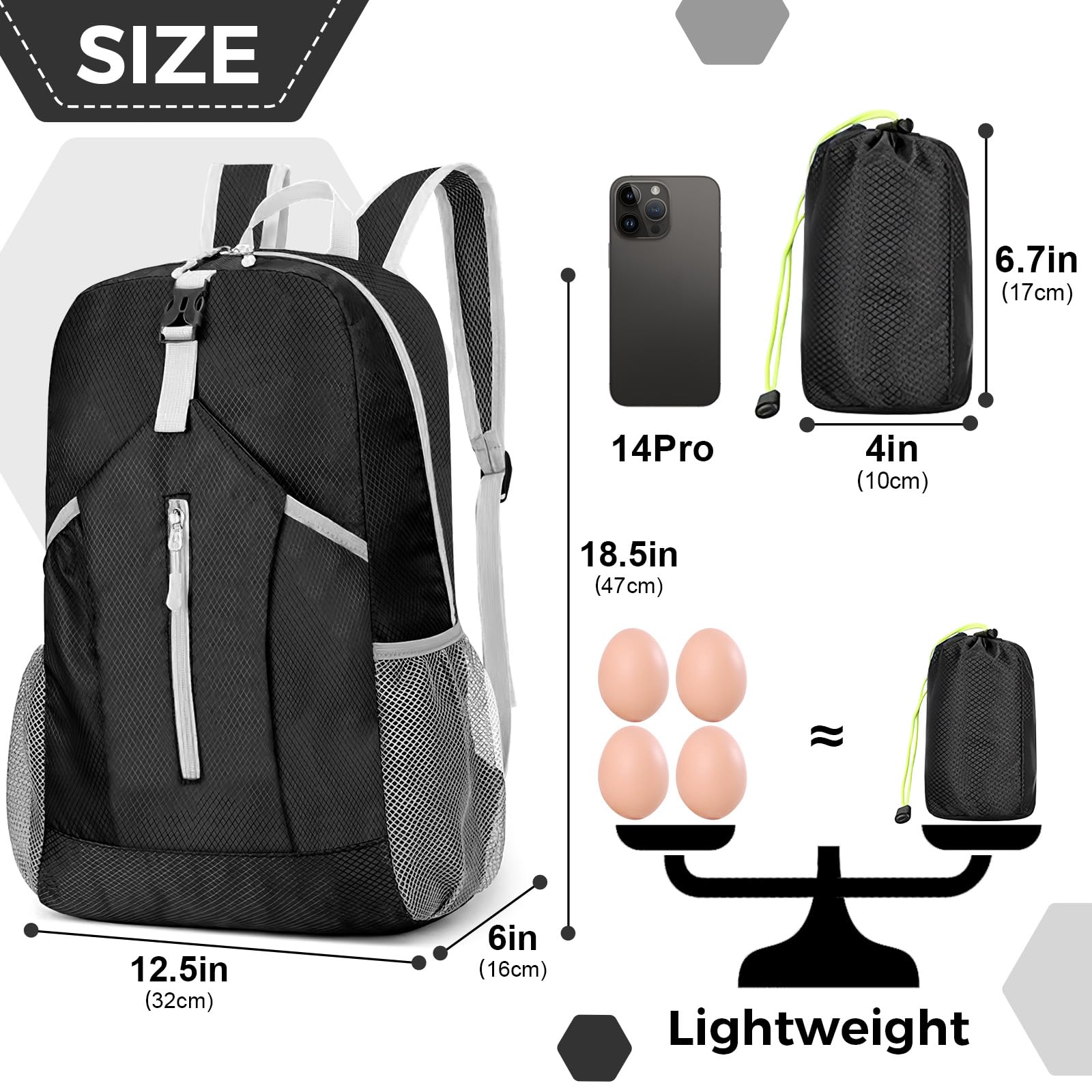 AURUZA 30L Hiking Daypack,Backpack for Men Women Water Resistant Lightweight Small Packable Backpack for Outdoor Travel Camping Essentials