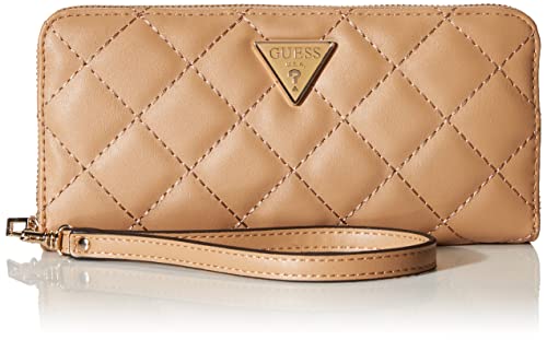 GUESS Cessily Large Zip Around Faux Leather Wallet, Beige