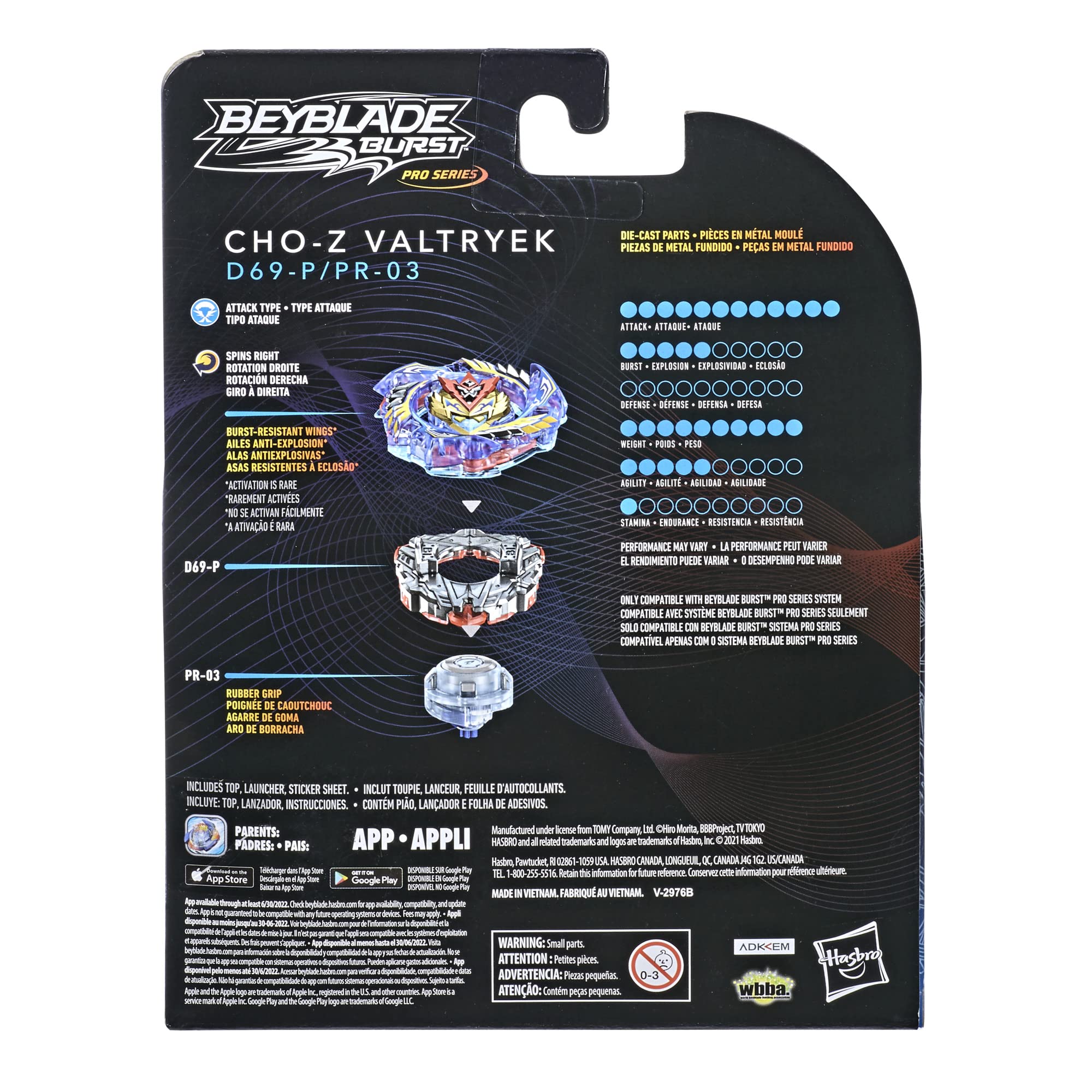 Beyblade Burst Pro Series Cho-Z Valtryek Spinning Top Starter Pack - Attack Type Battling Game Top with Launcher Toy