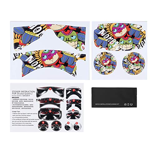 Mxzzand Scratchesproof, VR Headset Stickers, Comfortable, High Performance, VR Controller Headset Stickers,for Oculus Quest 2 Vr Gaming Glasses(Monster League)