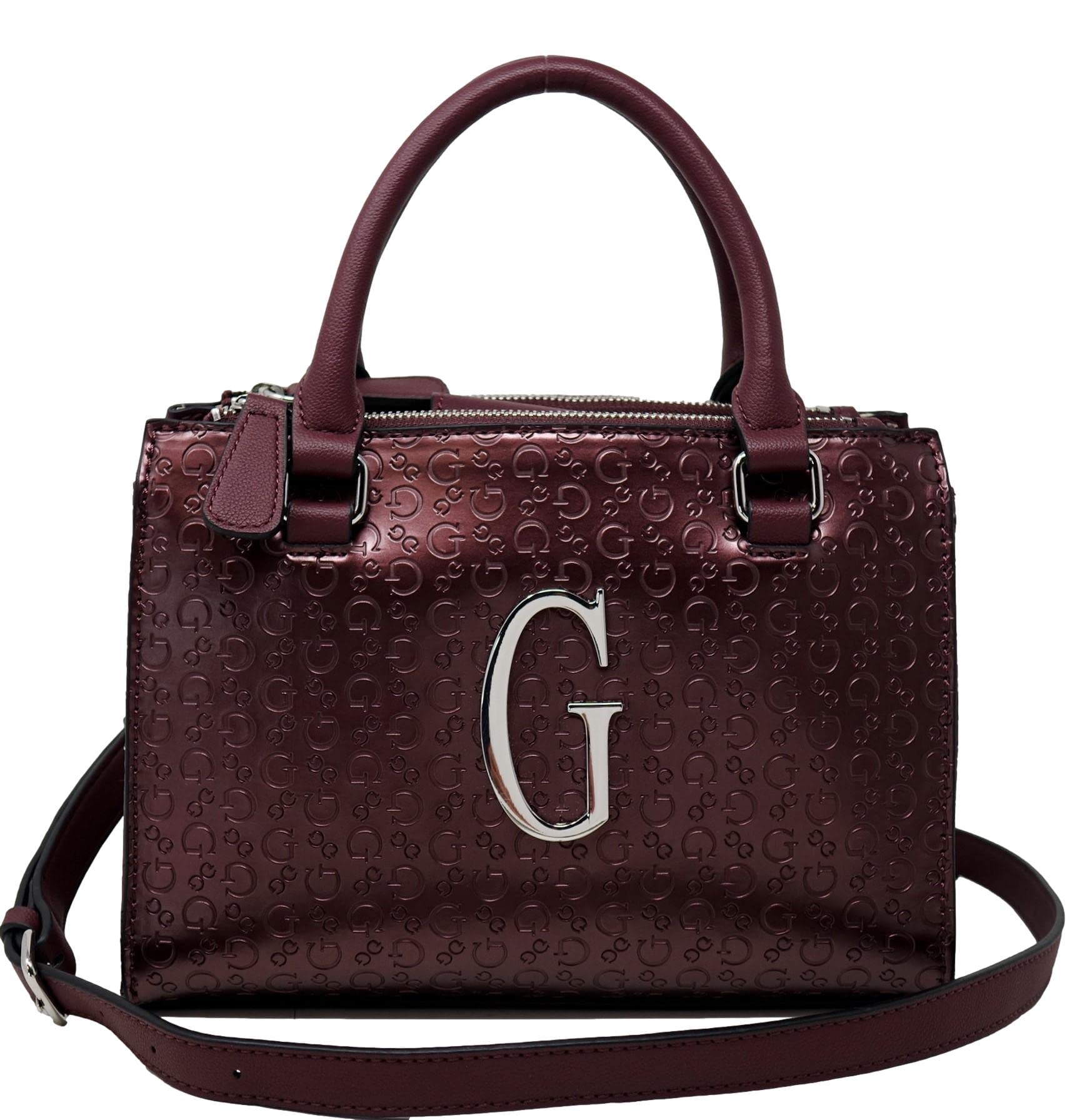 GUESS Women's Eveleth Logo Debossed Small Crossbody Handbag - Bordeaux