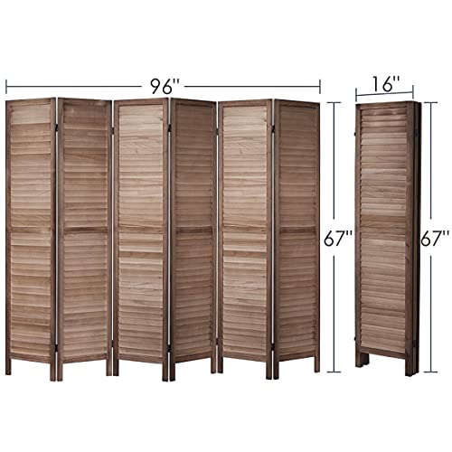 RHF 6 Panel 5.6 Ft Tall Wood Room Divider, Folding Room Divider Screens, Panel Screen Room Dividers, Folding Privacy Screens,Partition & Wall Divider,Space Seperater,Freestanding (6 Panel, Brown)