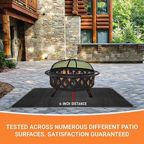 Black 40X40 Inch Fire Proof Mat for Under Fire Pit. 3 Layers Double Sided Squared Fire Pit Pad. Charcoal Grill, BBQ Smoker, Deck, Patio, Grass, Composite. Outdoor Fire Pit Accessories, Heat Resistant