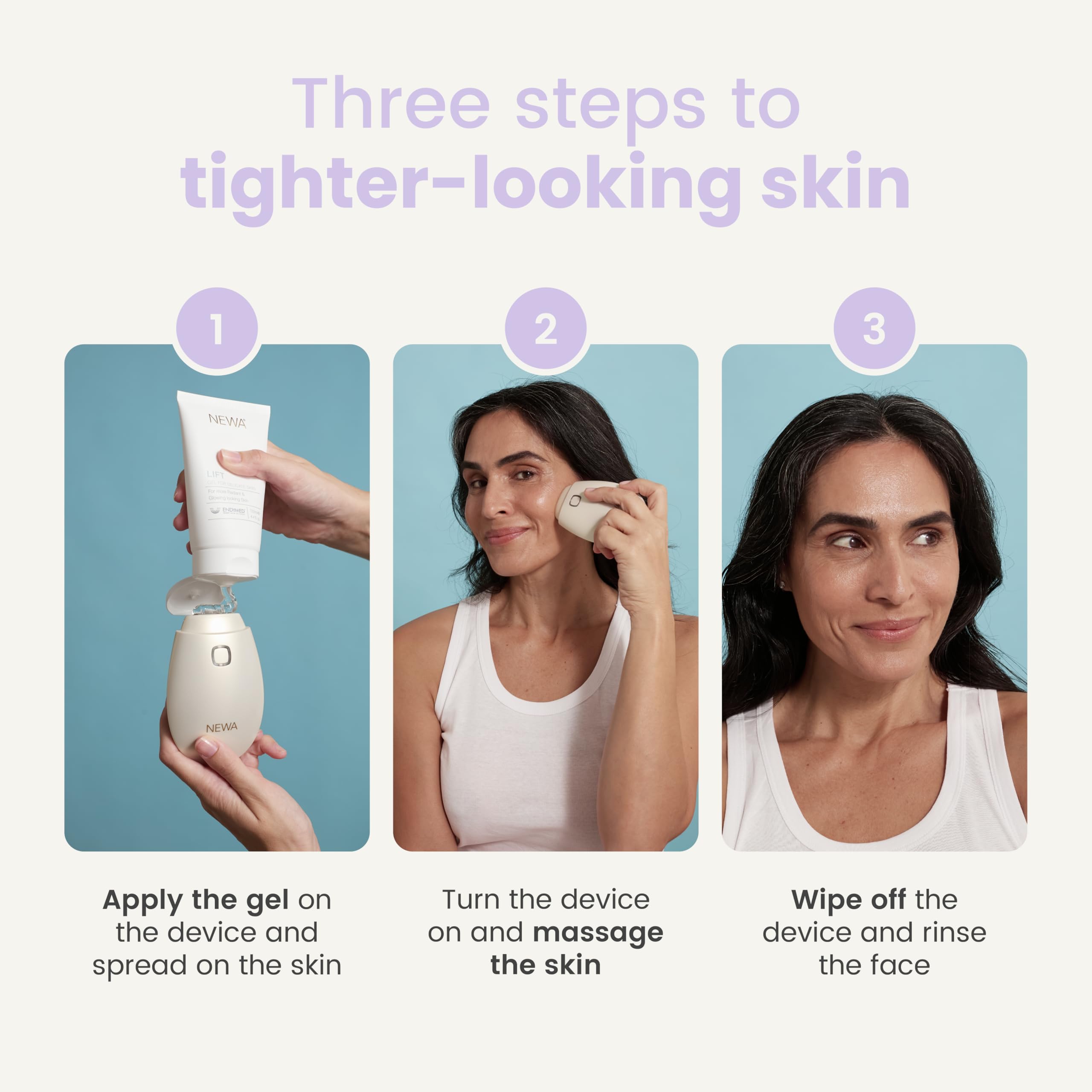 NEWA RF Wrinkle Reduction Device (Plug in) - FDA Cleared Skincare Tool for Facial Tightening. Boosts Collagen, Reduces Wrinkles. with 1 Month Gel Supply.