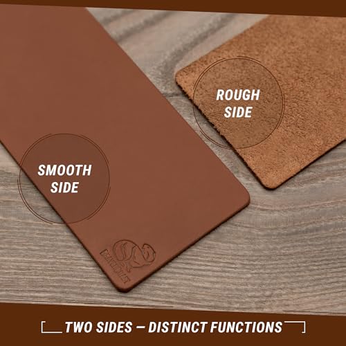 BeaverCraft Leather Strop Kit for Knife Sharpening Carving Knife Strop with Green-Gray & White Polishing Compound - Leather Sharpening Strop 2-sided 3 x 8 IN, Leather Honing Strop Block LS2P11