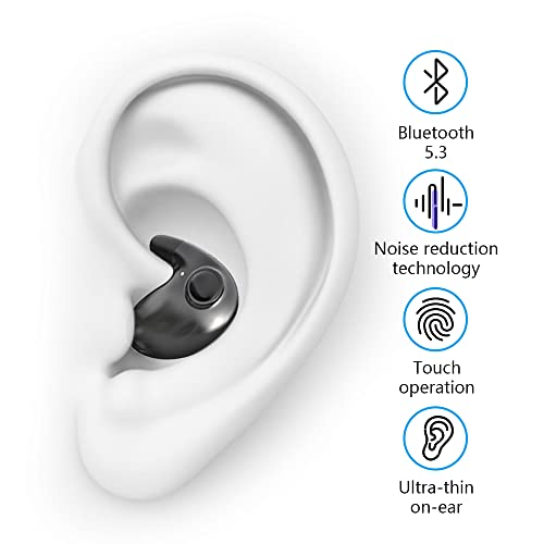 BNGXR Invisible Sleep Wireless Earphone IPX5 Waterproof, 2023 New Sense-Free to Wear Bluetooth Earbuds for Sports Sleep, Premium Noise Cancelling Hidden Touch Control with Charging Case (Black)