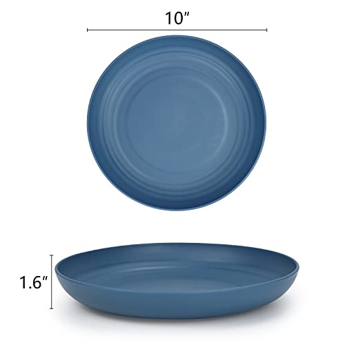 Homienly 6 PCS Reusable Dinner Plates Alternative for Plastic Plates Microwave and Dishwasher Safe Wheat Straw Plates for Kitchen Unbreakable Kids Plates with 6 Colors (10 INCH)