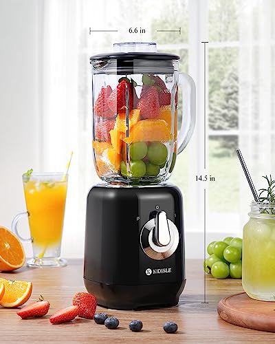 KIDISLE Retro Blenders for Kitchen, 34oz Glass Jar, 700W Smoothie Blender for Shakes and Smoothies, 3 Adjustable Speed for Milkshake, Ice Crush, Puree and Frozen Fruit, Black
