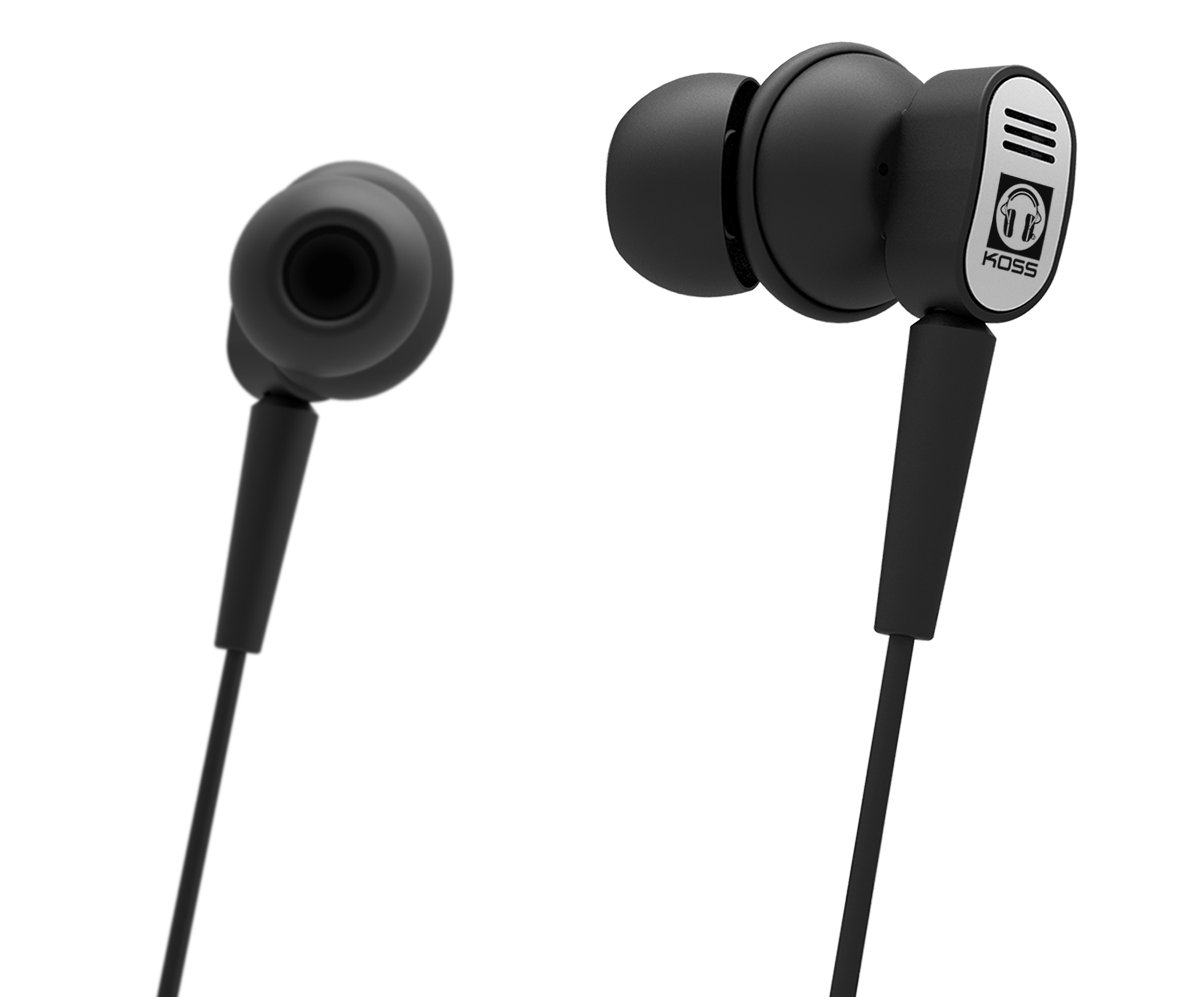 Koss QZ Buds in-Ear Active Noise Cancelling Earbuds, in-Line Microphone and Touch Remote Control, Monitor Mode, Carry Case Included, Wired with 3.5mm Plug, Black
