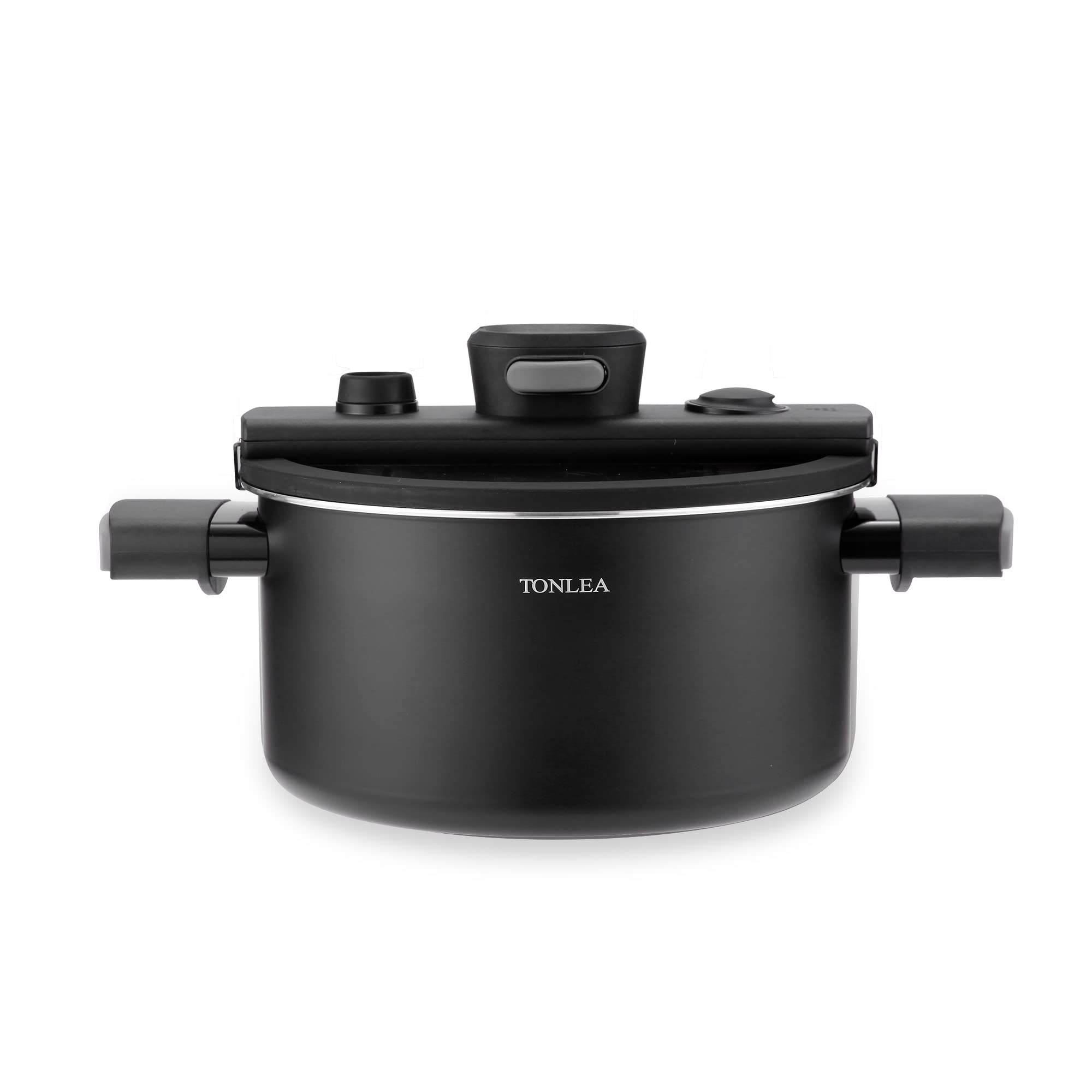 TONLEA 4 Quart Aluminum Pressure Cooker, Pressure Canner with One-hand Operating Glass Lid, 2-3 KPa Pressure Cooker Safer for Canning, Pressure Cookder Easy to Clean(Black, MPC-22-Black)