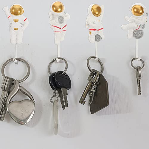 Beavorty Astronaut Wall Hanging Hook 4pcs Astronaut Hook Umbrella Holder Wall Hooks Wall Mounted Coat Hooks Key Rack Astronaut Wall Sculptures Kids Bathroom Accessories Wall Mount Storage Hanger