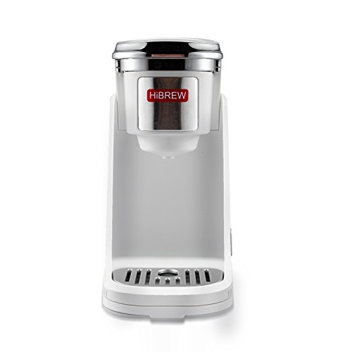 HIBREW Single Serve White Compact Portable Travel Size Kcup* Coffee Maker Brewing System Coffee Machine for Office, Travel Camping and for Hotel Dorm Hospitality