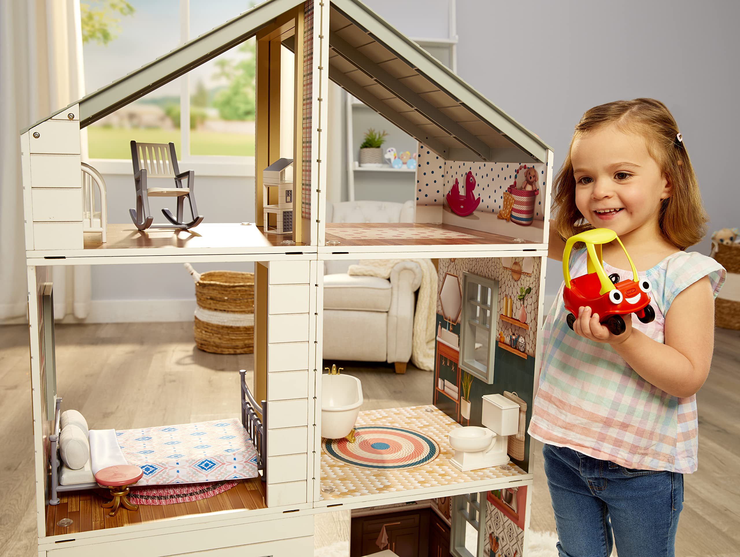 Little Tikes® Real Wood Stack ‘n Style™ Dollhouse with 14 Accessories and Many Combinations to Customize, Personalize, Dream, Design and Build and Play with Any 12-Inch Dolls