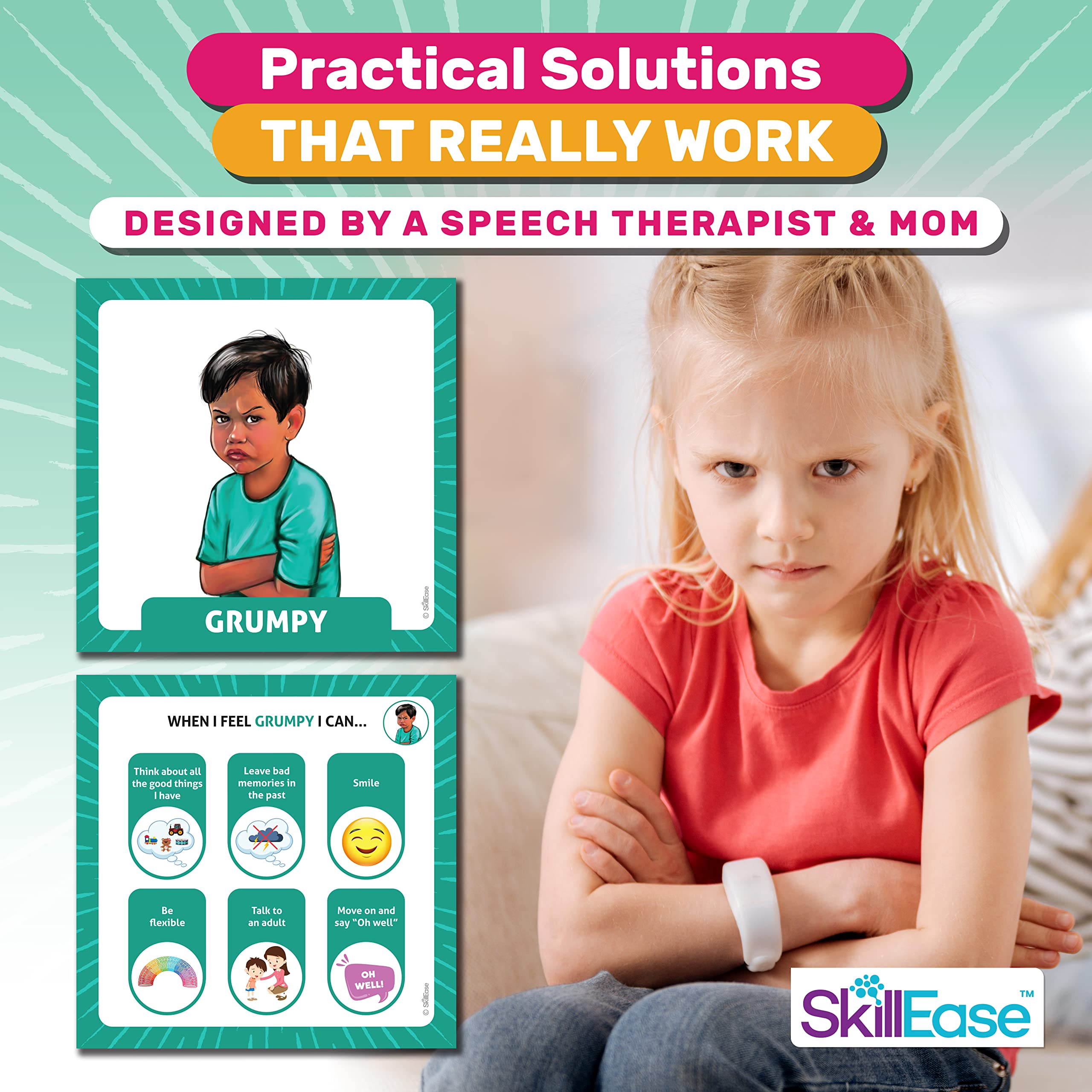 Calm Down Corner Supplies, SkillEase Feelings in Control Flip Book, Emotion Chart for Kids, Autism, Emotions and Feeling Book for Kids, Self Regulation for Kids, Calming Corner