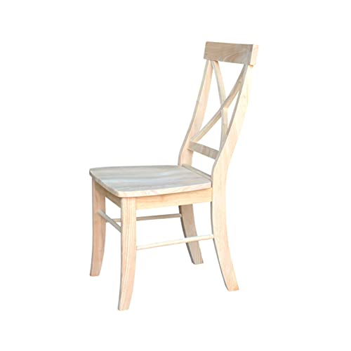International Concepts Pair of X-Back Dining Chairs, Unfinished Wood