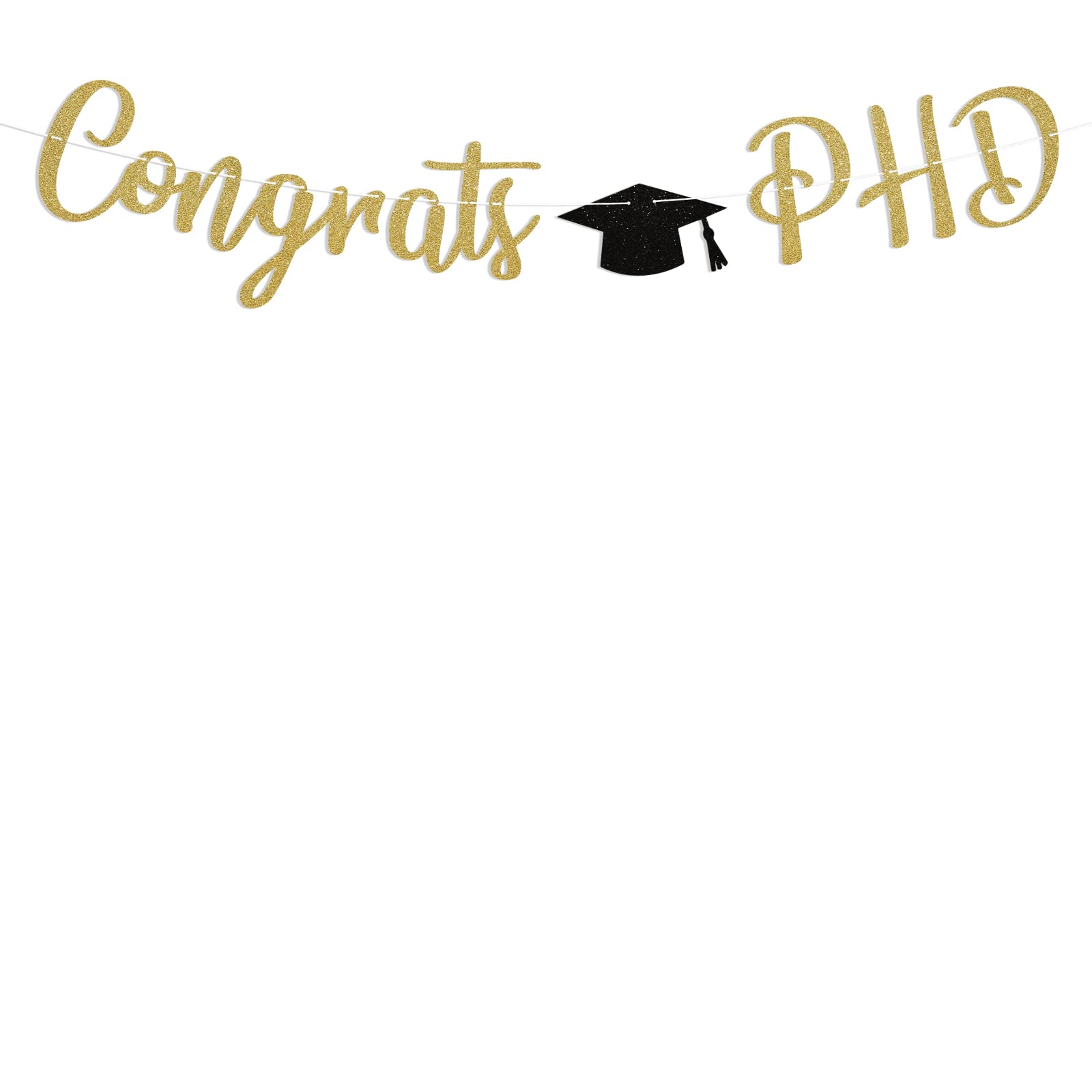 Congrats PHD Banner Gold Glitter, 2024 PHD Graduation Party Decorations, Congrats Doctor Banner, Congrats PHD Graduation Party Decorations