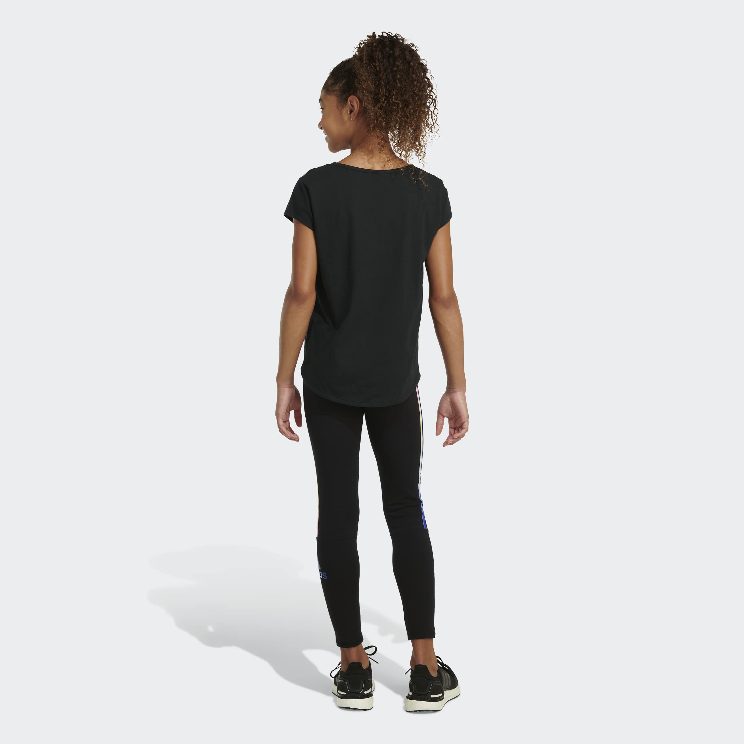 adidas Girls' Active Sport Logo 7/8 Legging Tights, Black with Multicolor, 6