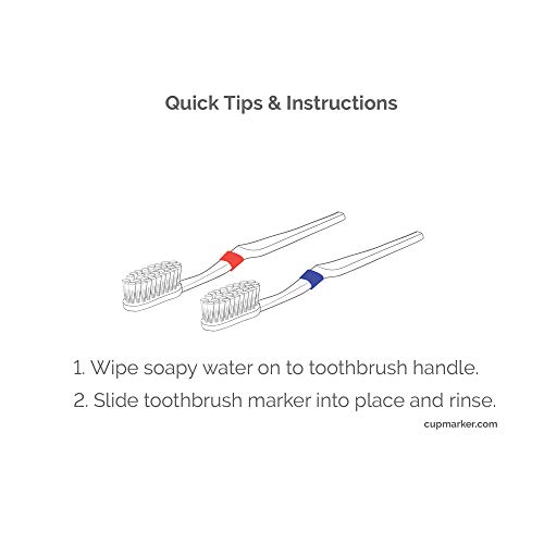 Toothbrush Marker by CUPmarker - Set of 6 Reusable & Adjustable Toothbrush Labels for Standard Toothbrushes