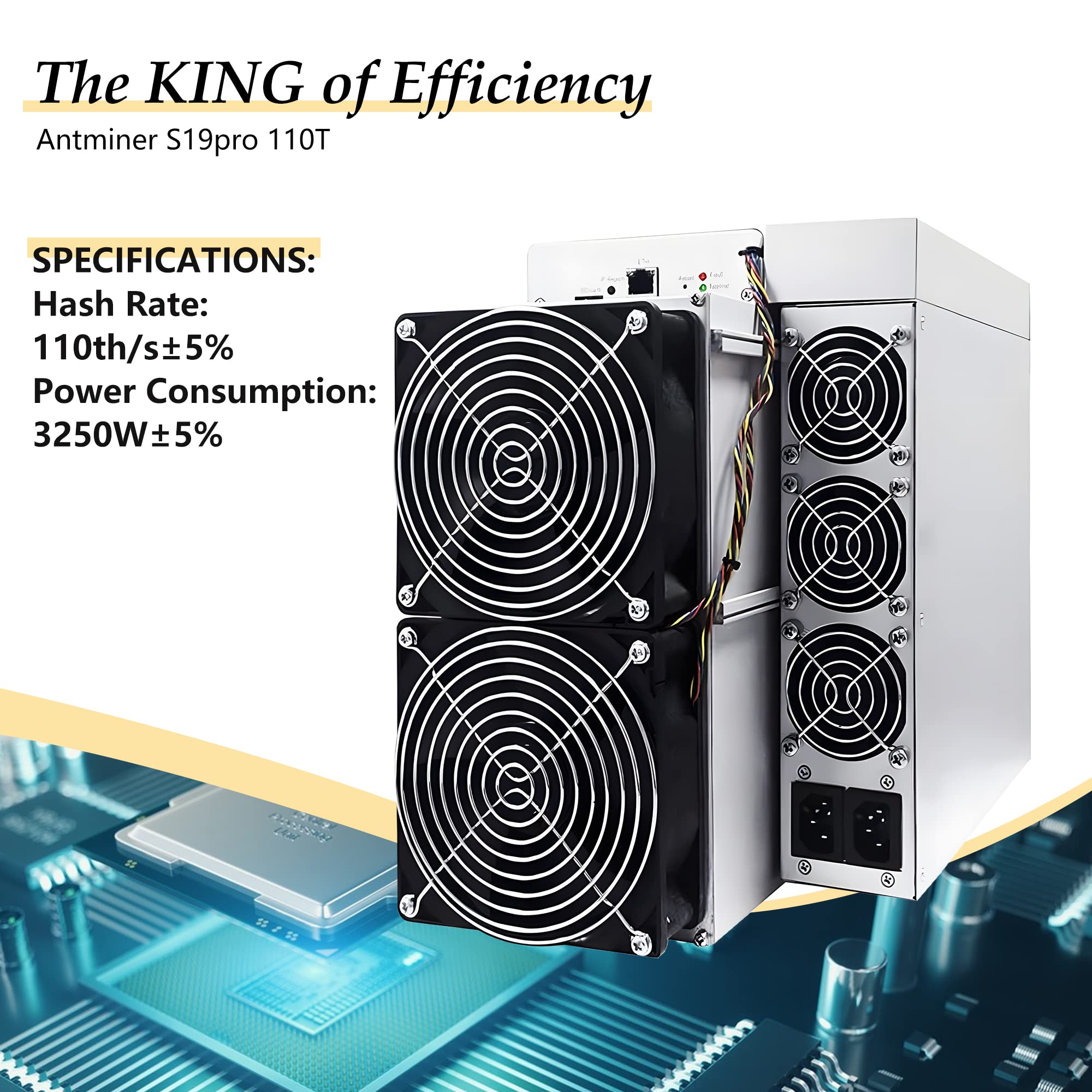 Antminer S19 PRO 110TH/S Bitcoin Miner 3250W BTC Miner ASIC Miner Include Power Supply - New