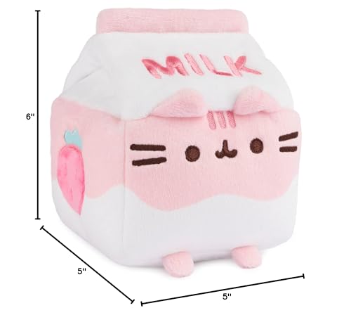 GUND Pusheen Strawberry Milk Plush Cat Stuffed Animal for Ages 8 and Up, Pink/White, 6”