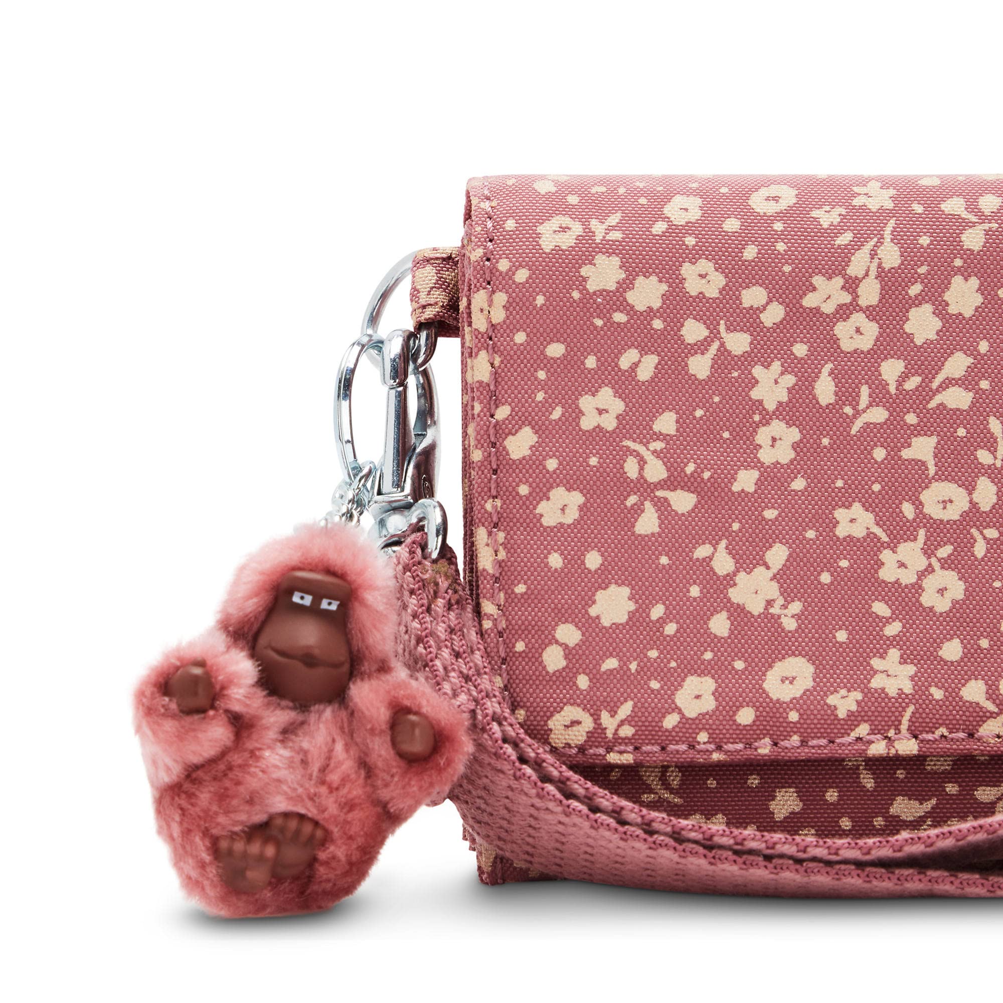 Kipling Rubi Large Printed Wristlet Wallet Bubbly Flowers Pink