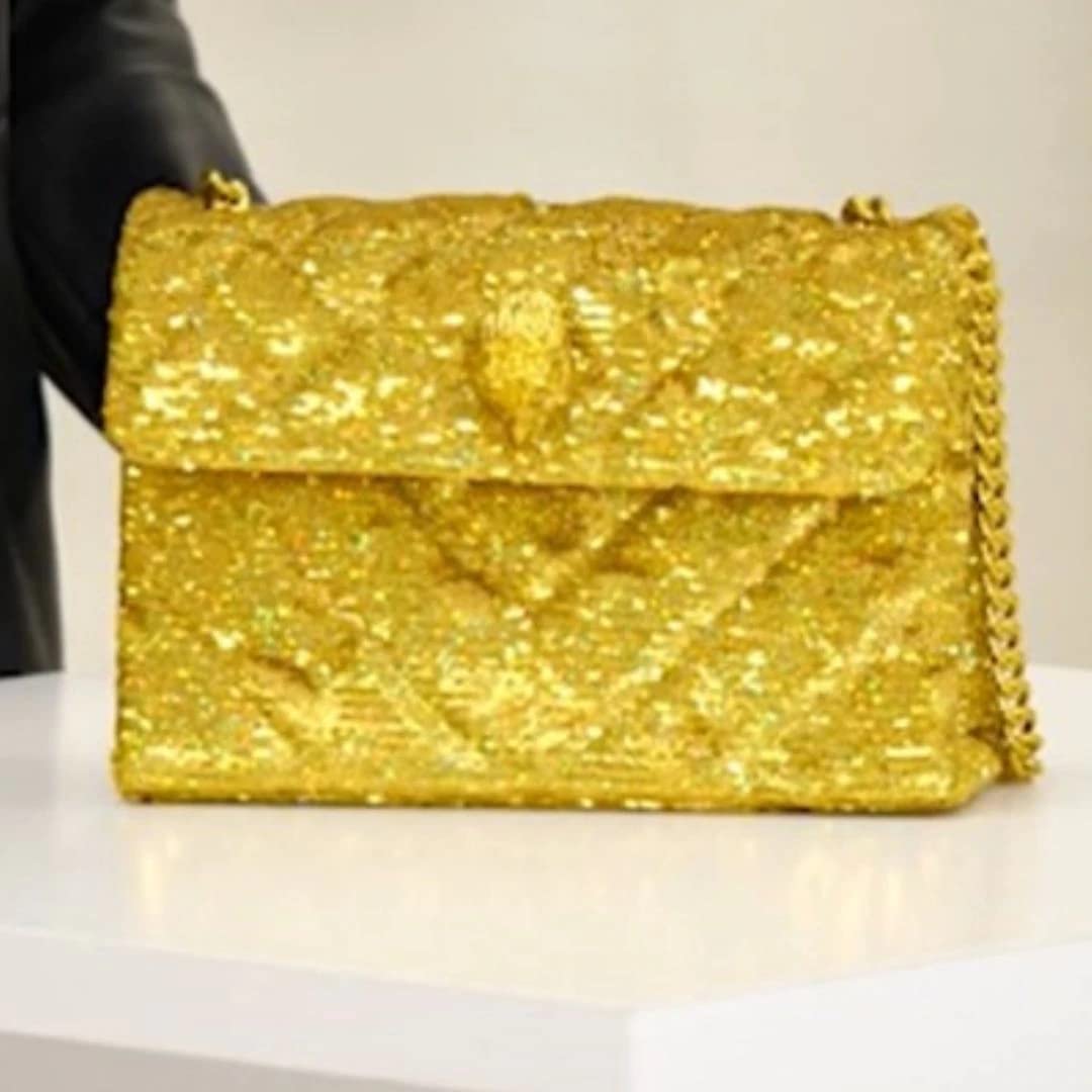 Kurt Geiger Women's Medium Kensington Gold Sequin Quilted Crossbody Bag